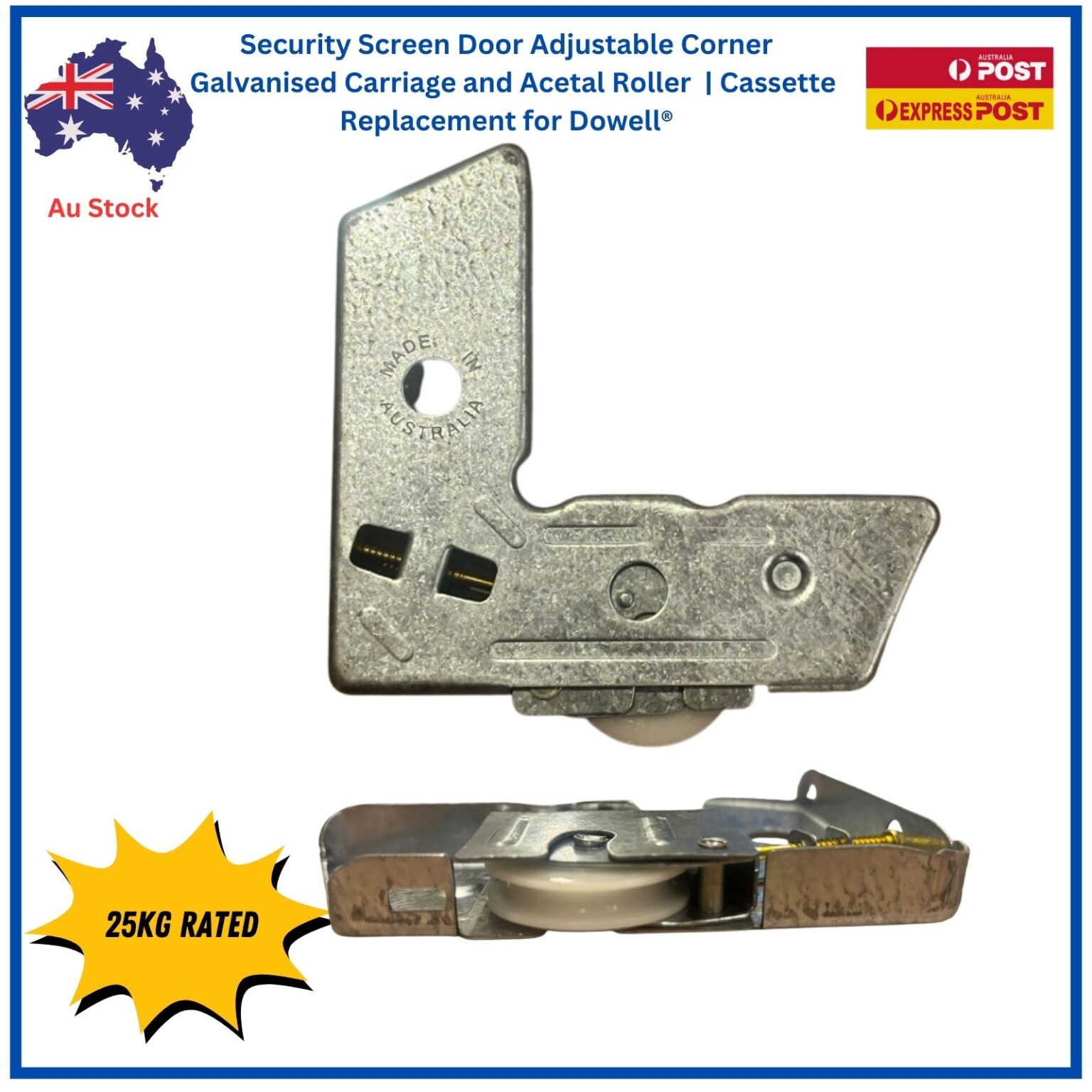 Security Door Corner Stake Carriage | Adjustable Glavanised Cassette ...